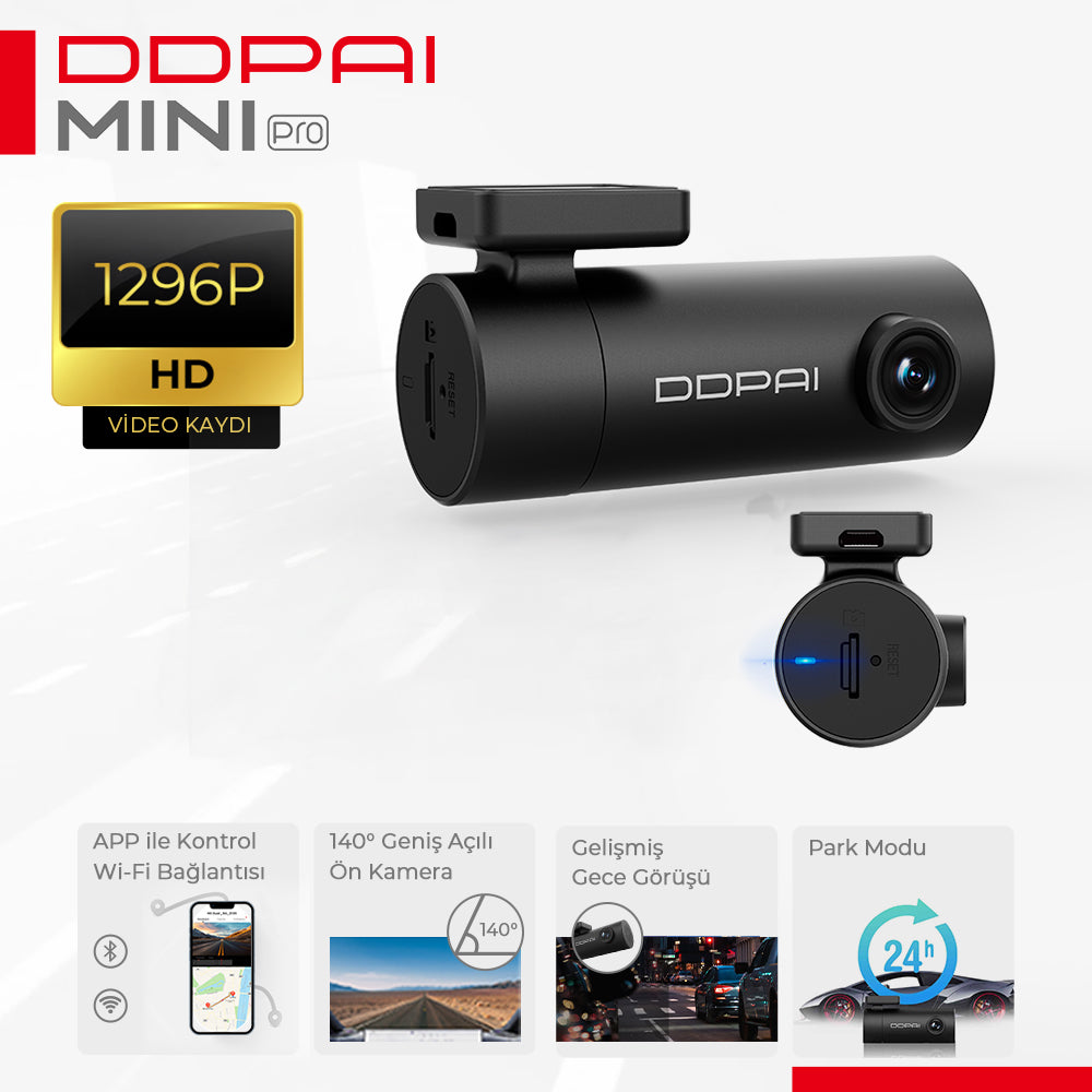 DDPAI Mini Pro, Ultra HD, Araç Kamerası, 330° Geniş Açı, 7/24 Park Kor ...